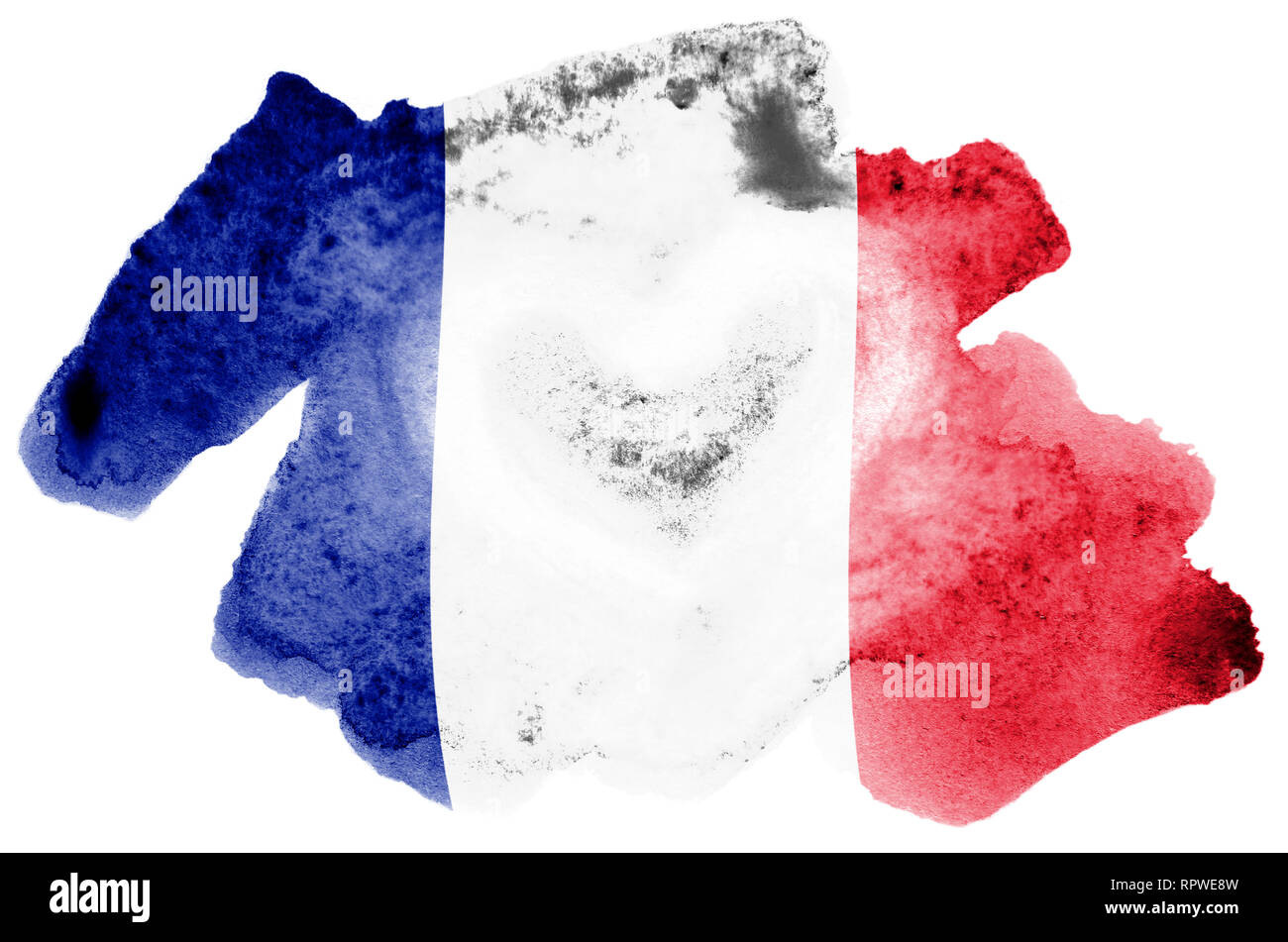 France flag is depicted in liquid watercolor style isolated on white ...
