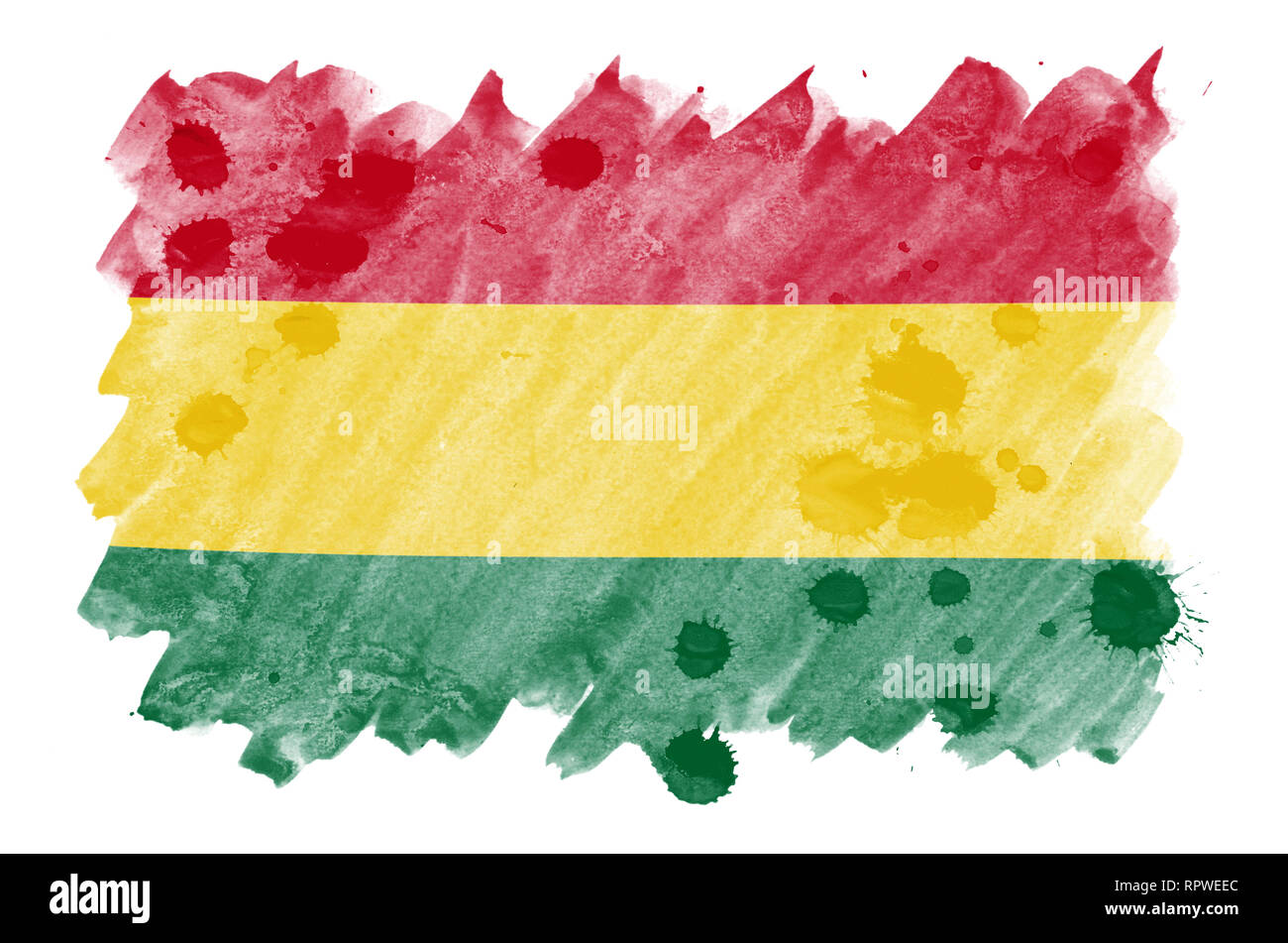 Bolivia flag is depicted in liquid watercolor style isolated on white ...