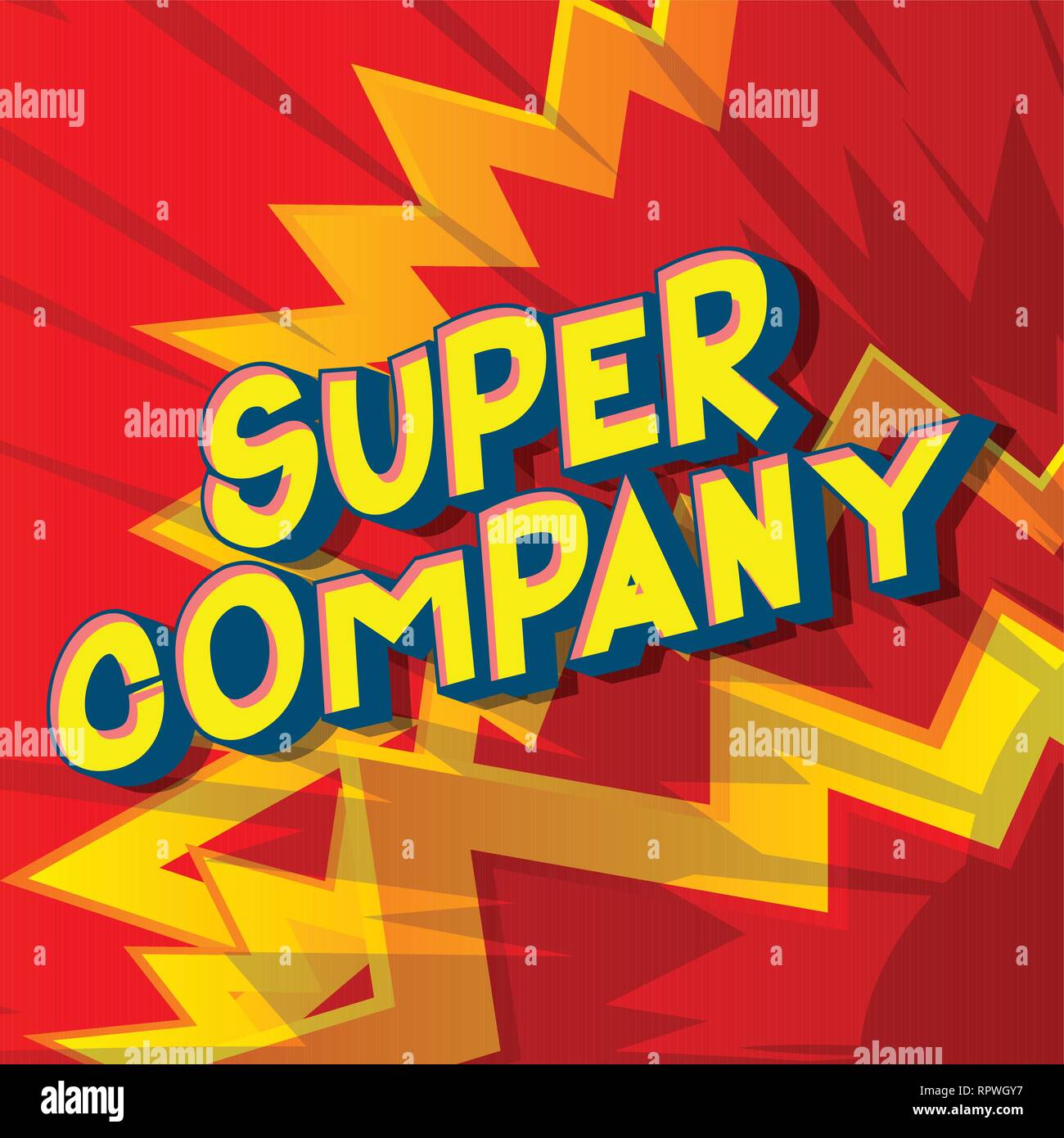 Super Company - Vector illustrated comic book style phrase on abstract ...