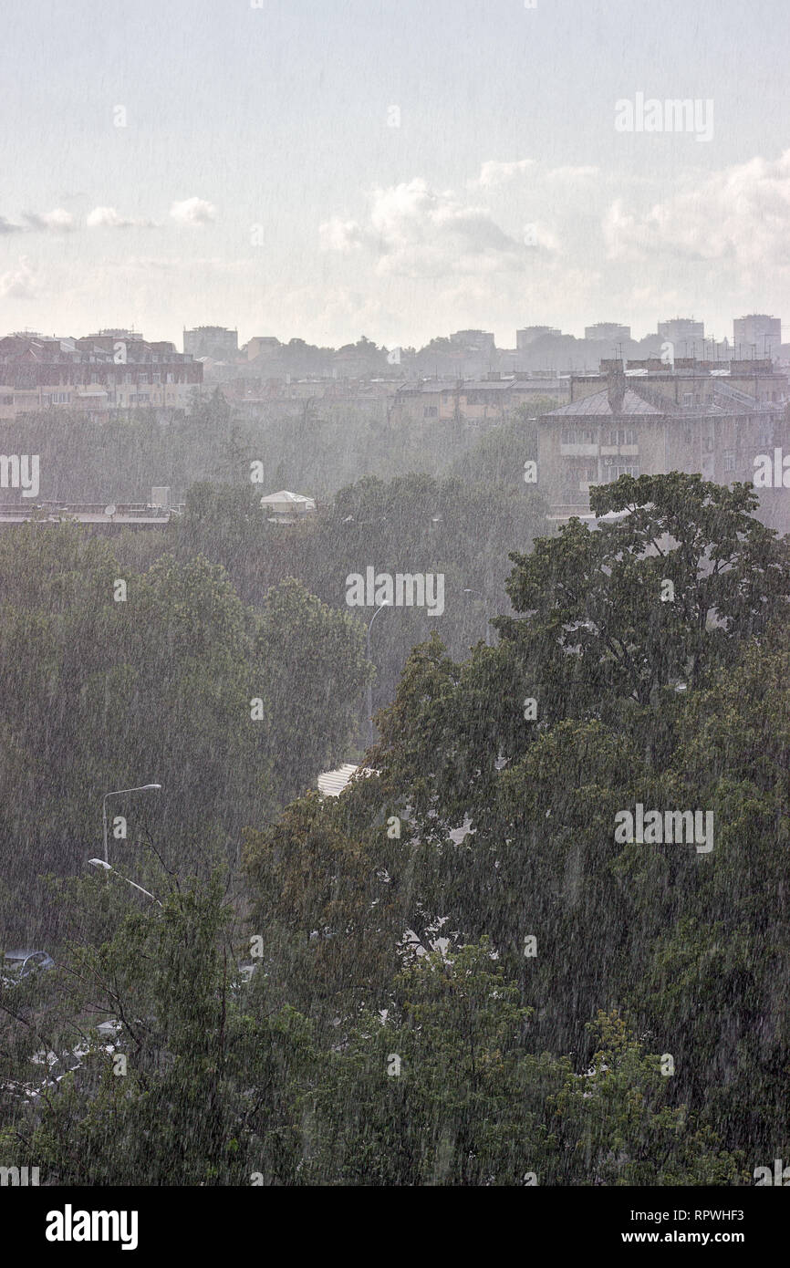 Rainy day - view from a window during rainstorm Stock Photo - Alamy