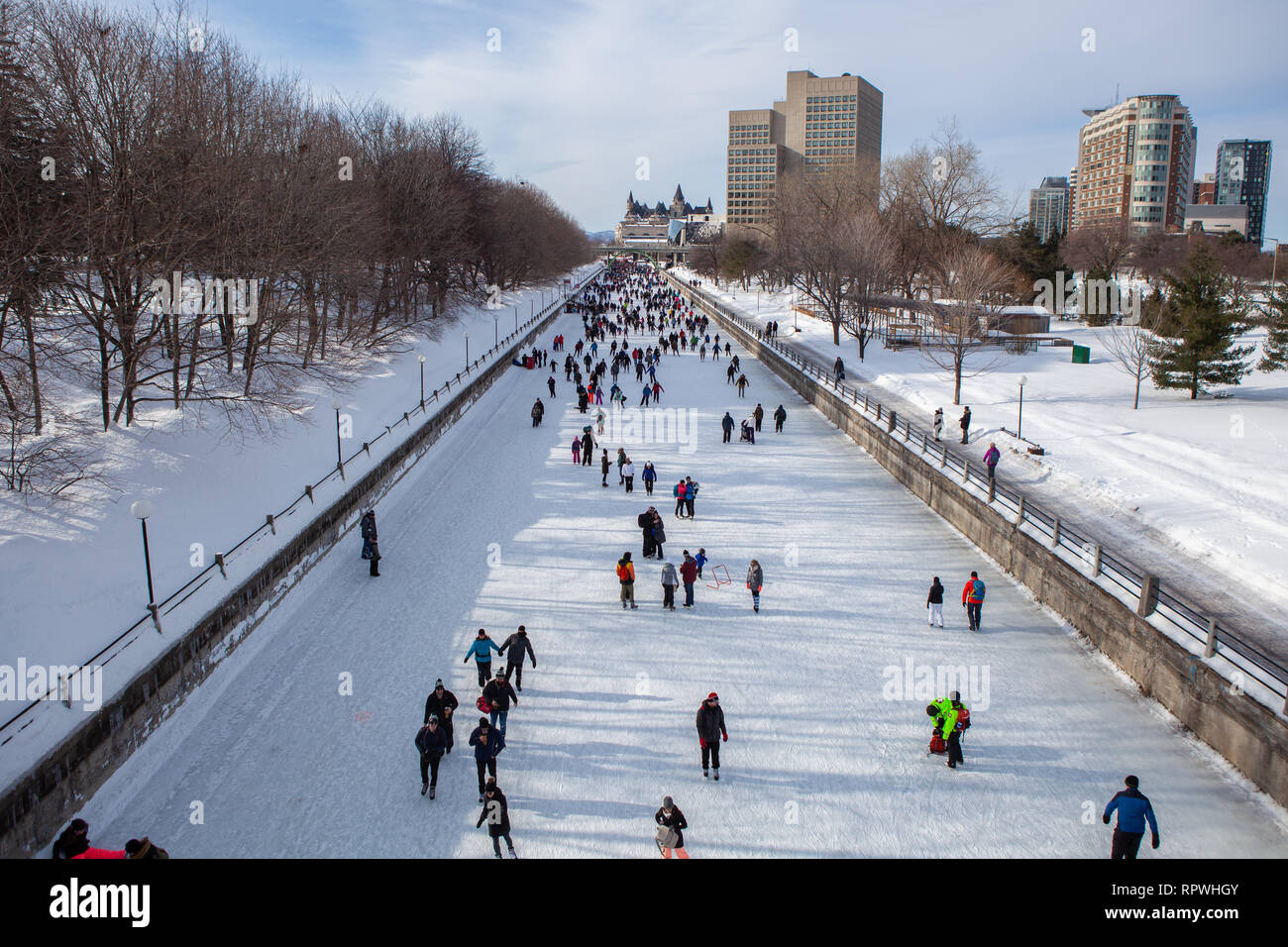 People celebrate the Winterlude festival on the frozen Rideau Canal ...