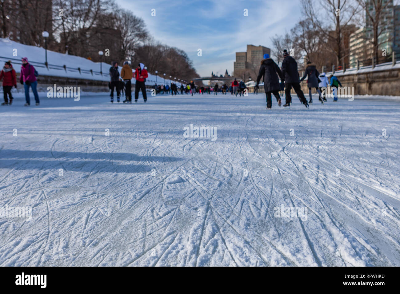 People celebrate the Winterlude festival on the frozen Rideau Canal ...