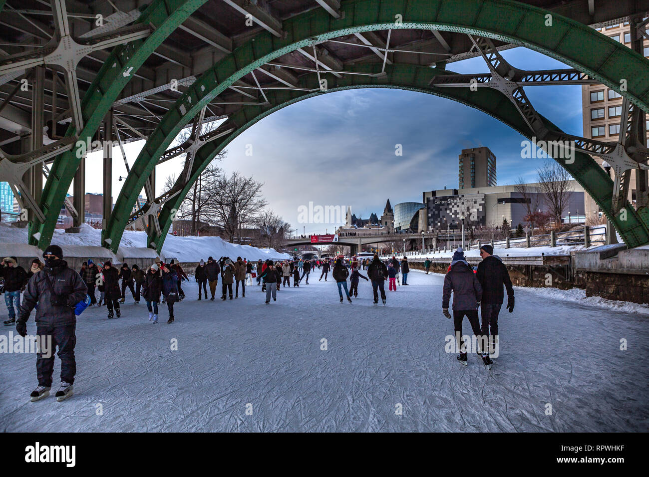 People celebrate the Winterlude festival on the frozen Rideau Canal ...