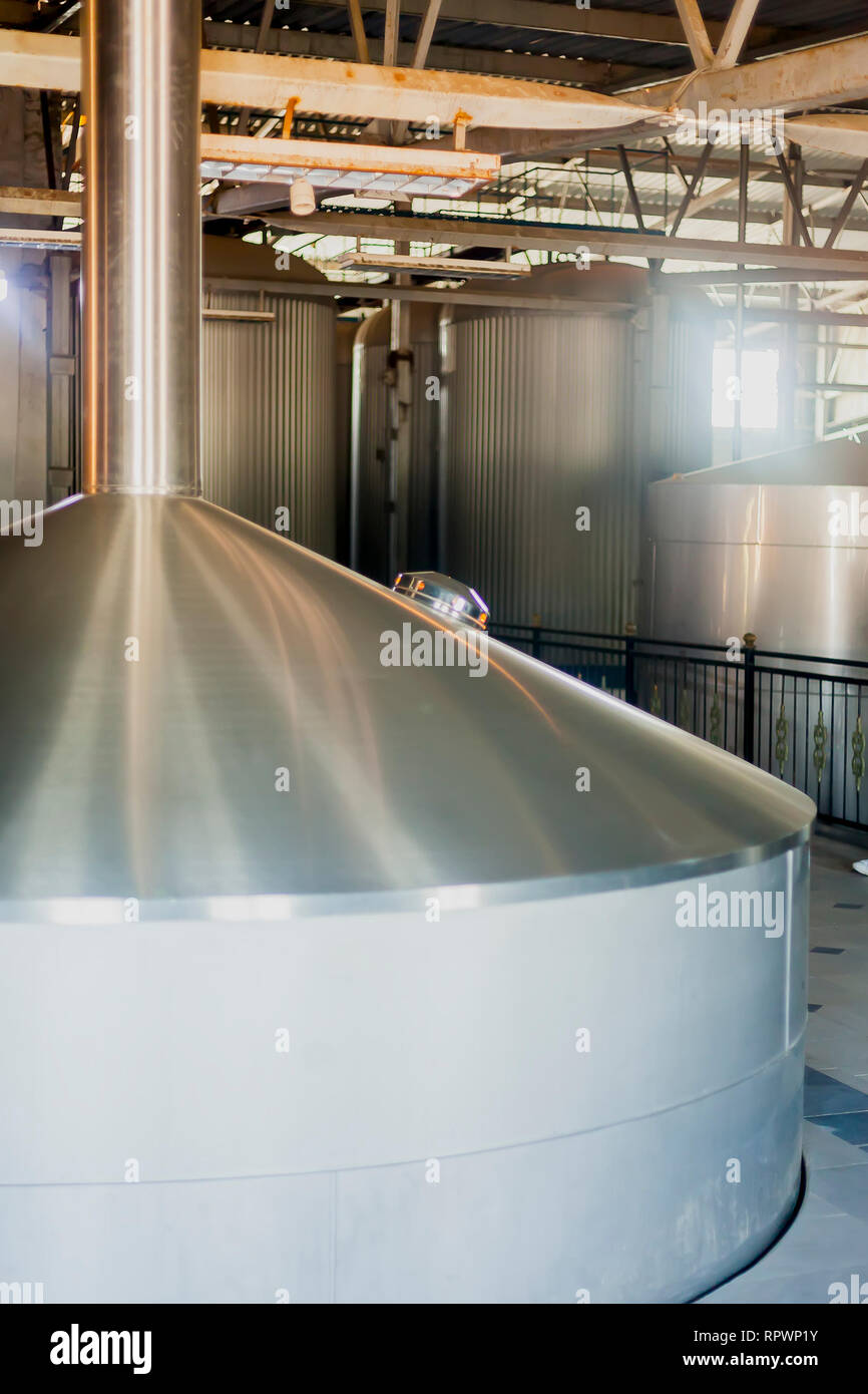 brewery stainless steel tanks. business concept brewed beer, craft beer ...
