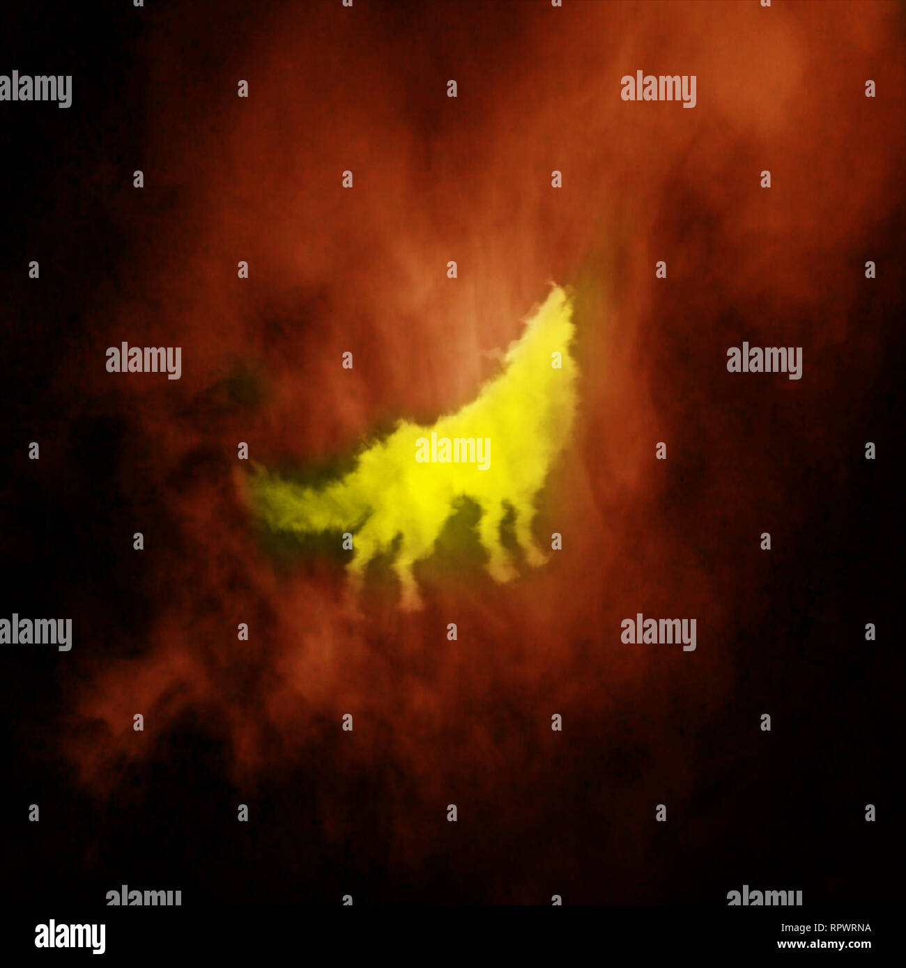 wolf, covered in flames Stock Photo - Alamy