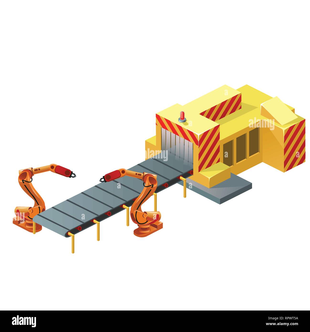 Robotic conveyor belt isolated on white background. Vector cartoon ...