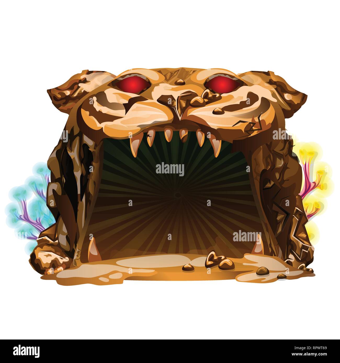 Mysterious underwater cave in the form of a tiger head isolated on ...