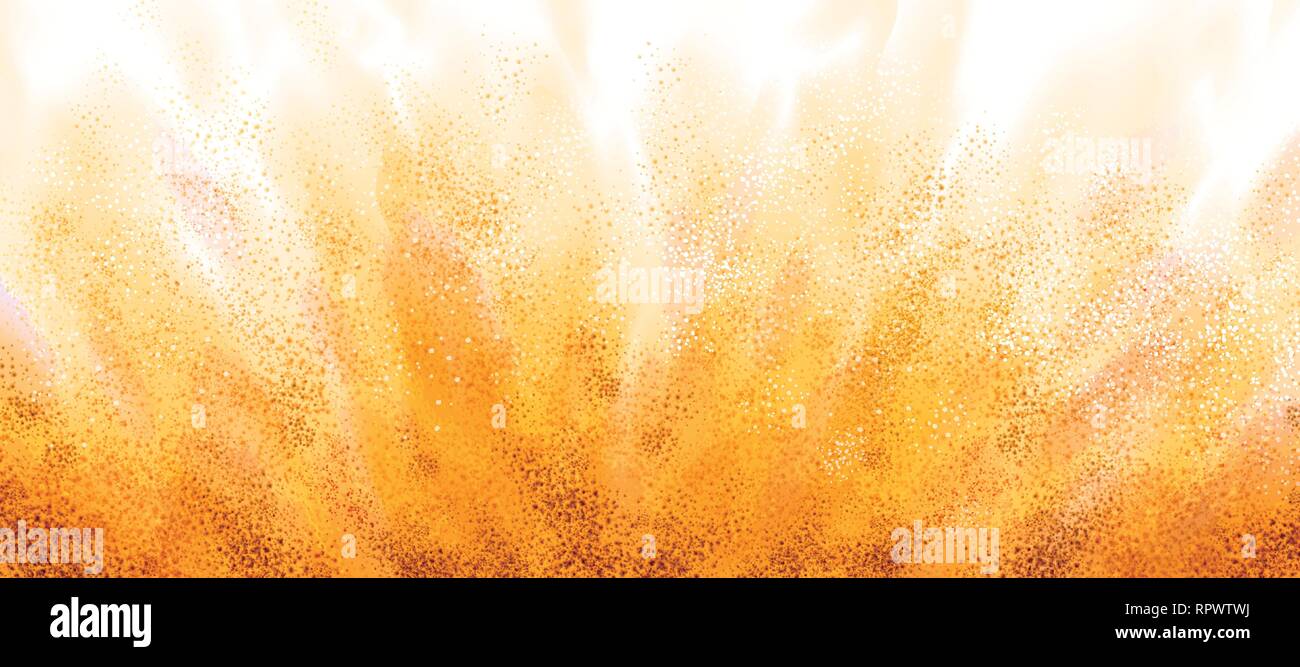 Exploding yellow powder effect banner for design uses Stock Vector ...