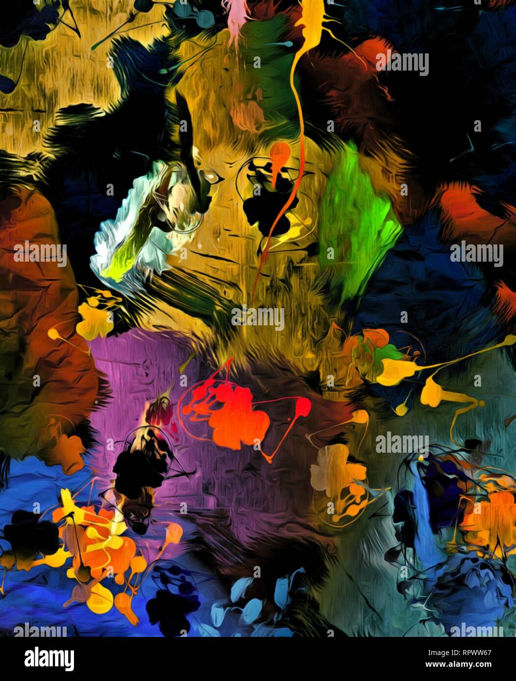 abstract psychedelic background from color chaotic brush strokes of ...