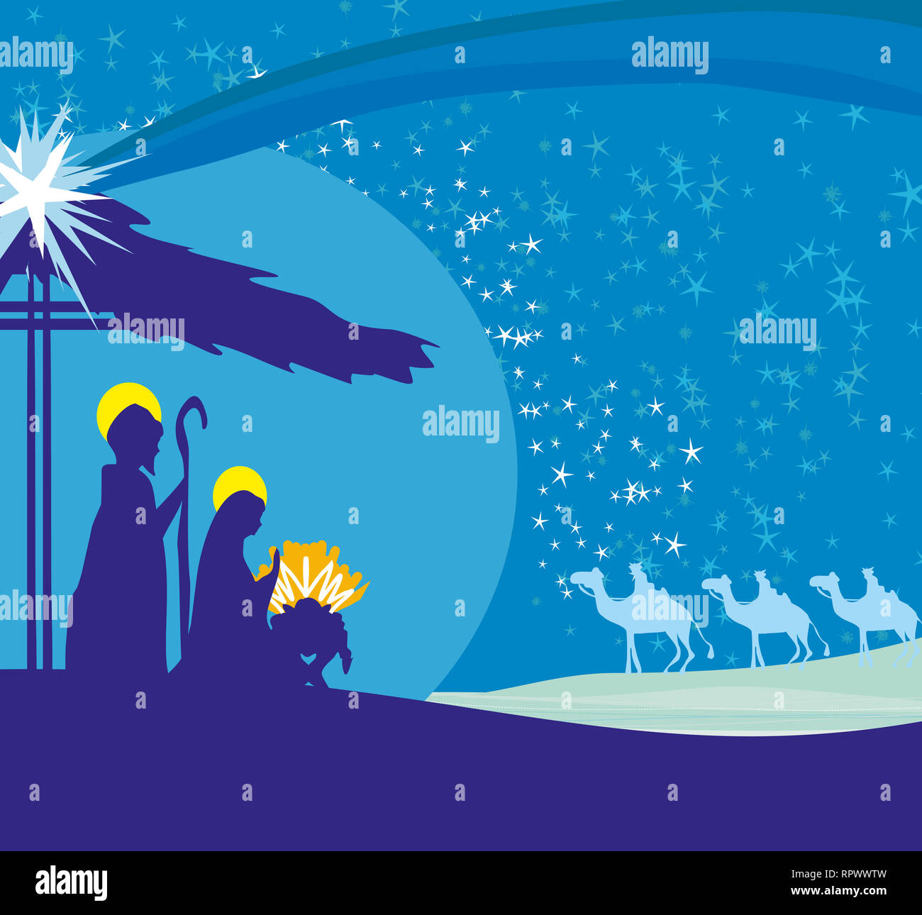Biblical scene - birth of Jesus in Bethlehem Stock Photo - Alamy