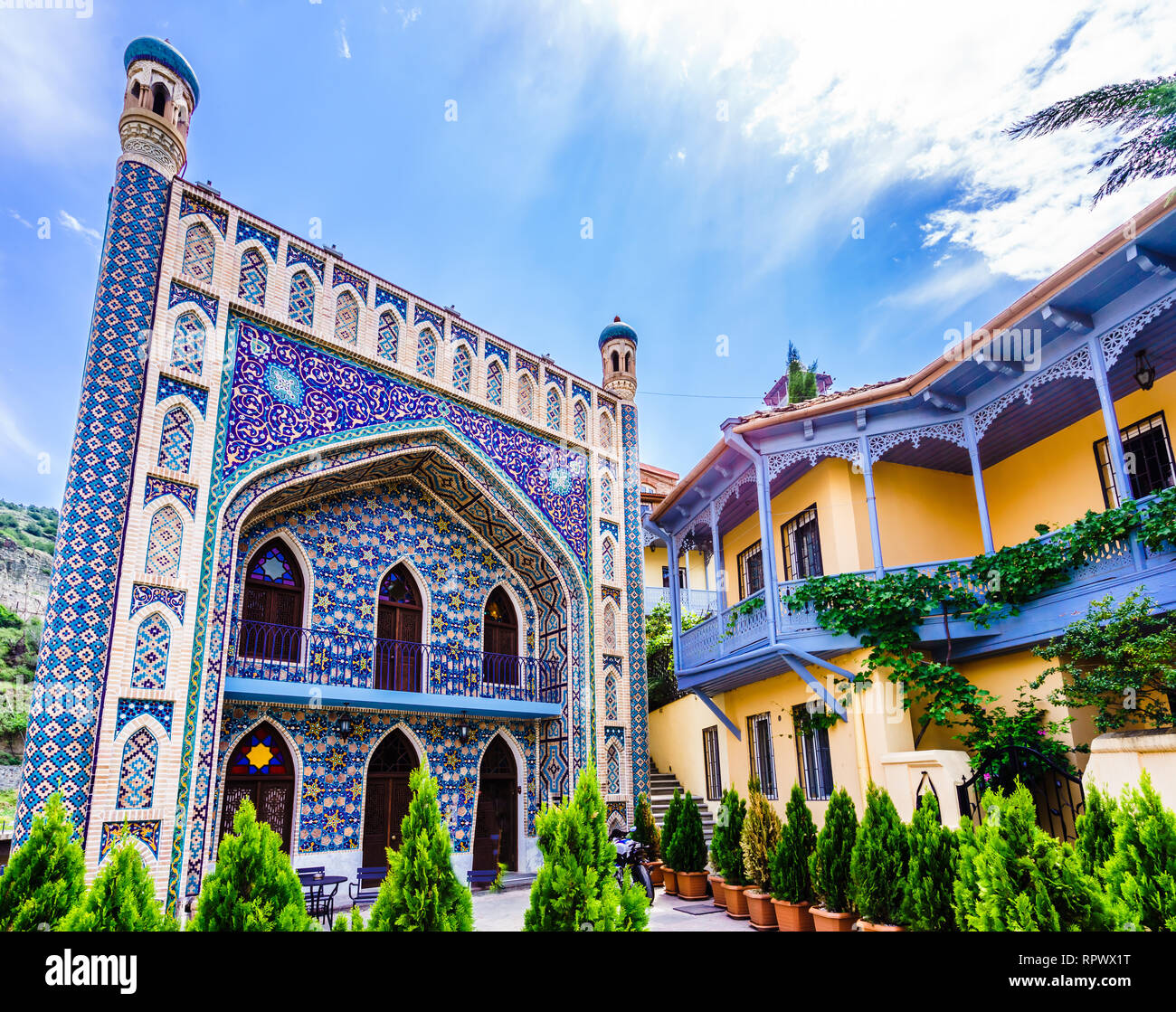 Juma Mosque and arabic style building in Old Tbilisi, Georgia Stock ...