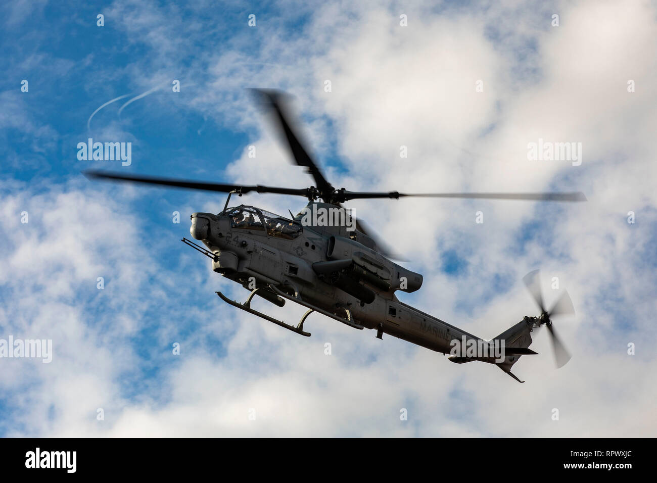 A U.S. Marine Corps AH-1Z Viper helicopter assigned to Marine Light ...