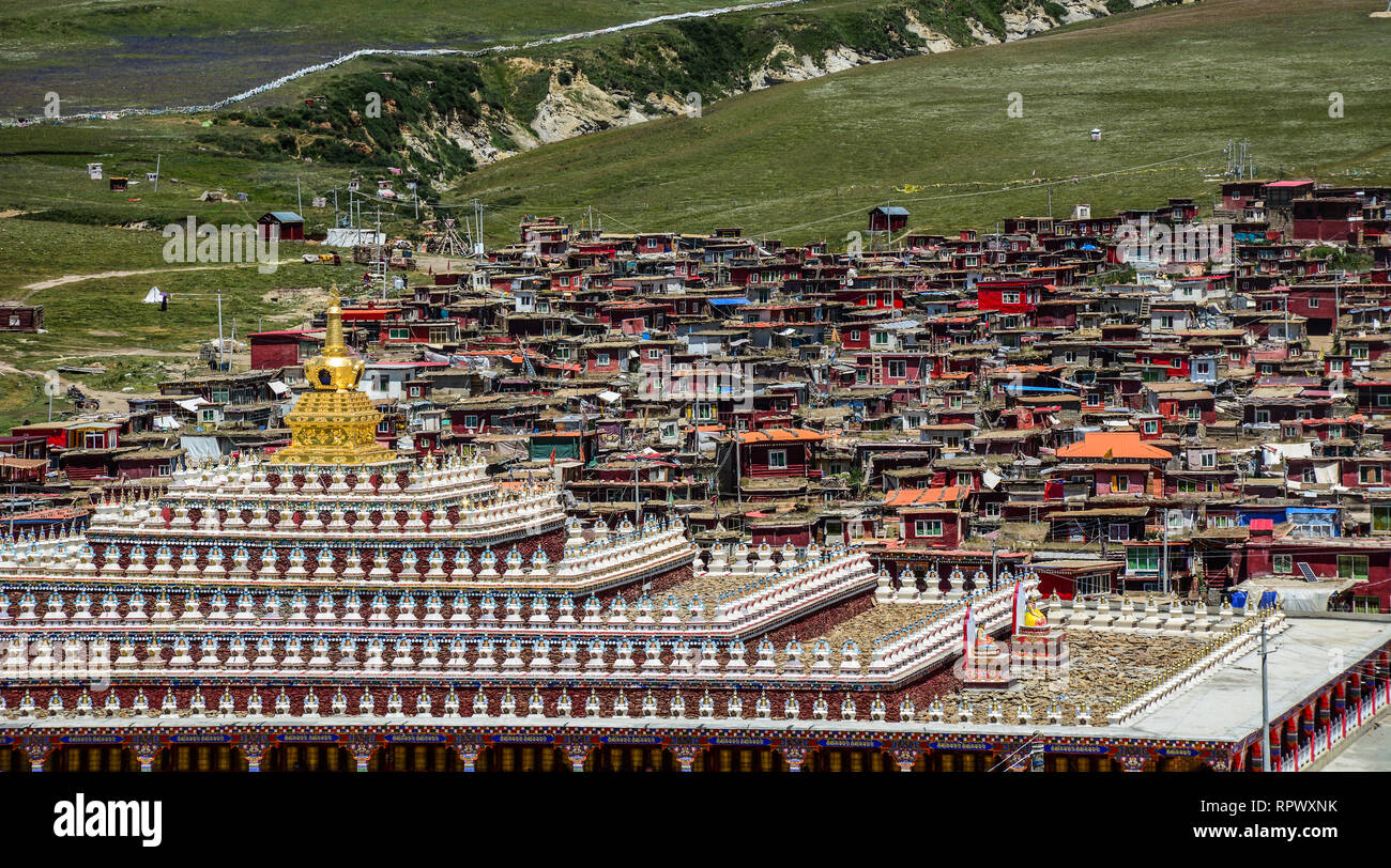 Yarchen Gar Monastery in Garze Tibetan, Sichuan, China. Yarchen Gar is ...