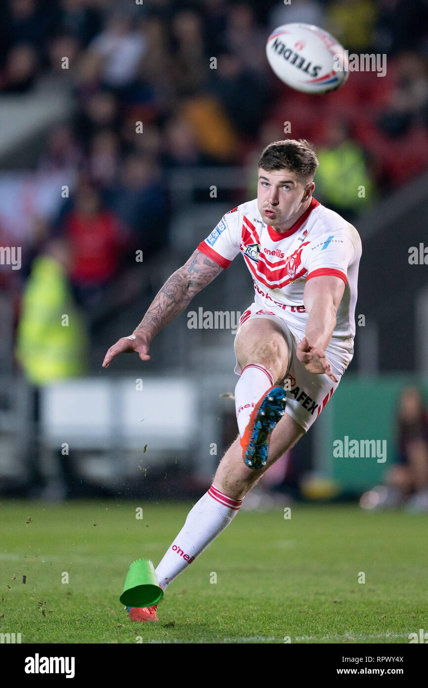 St. Helens's Mark Percival scores a conversion goal 22nd February 2019 ...