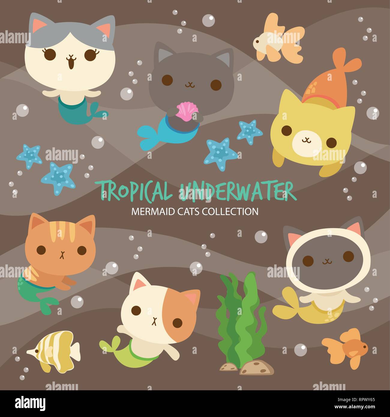 Cat mermaid Stock Vector Images - Alamy