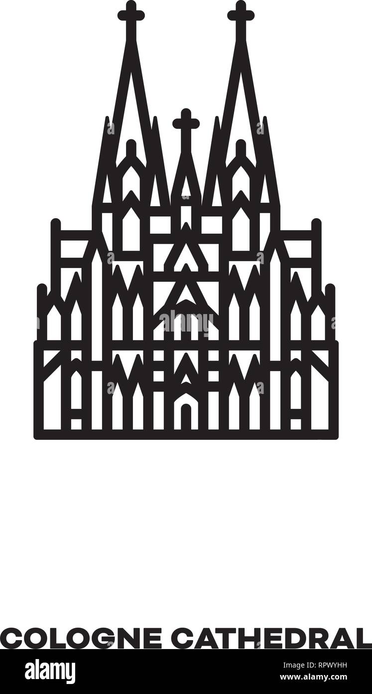 Cologne Cathedral, Germany, vector line icon. International landmark ...