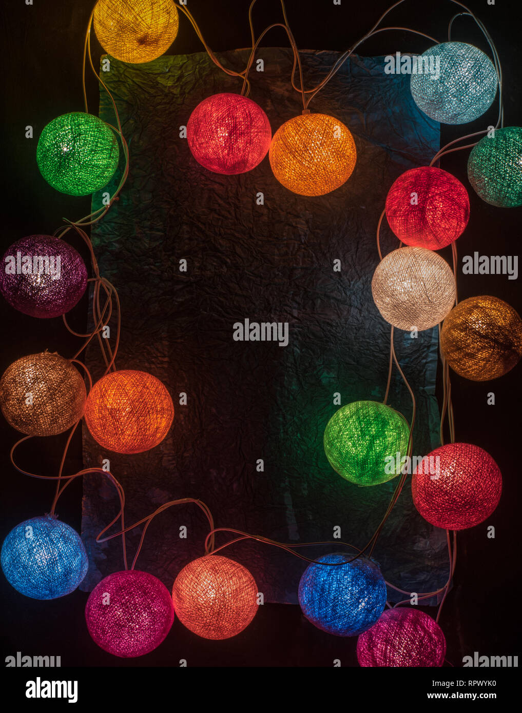 Colorful garland with space for text on the black background Stock ...