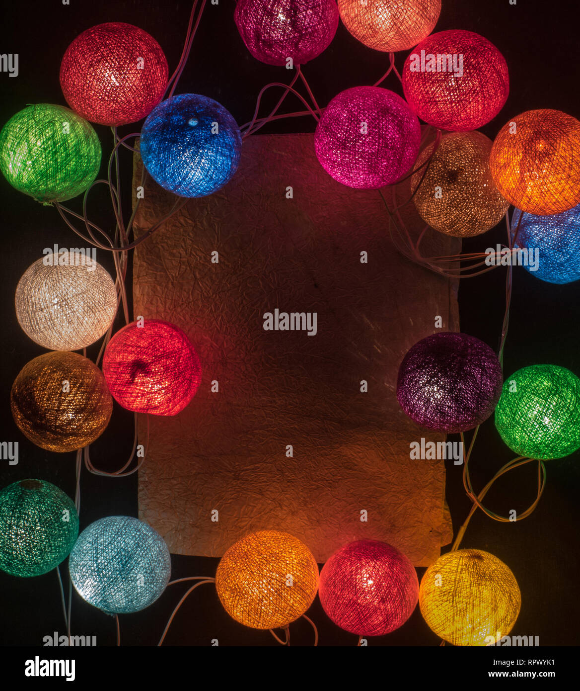 Colorful garland with space for text on the black background Stock ...