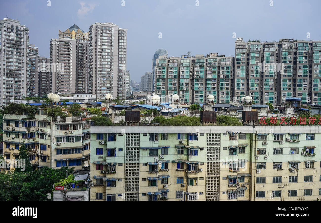 Chengdu, China - Aug 20, 2016. Apartment buildings in Chengdu, China ...