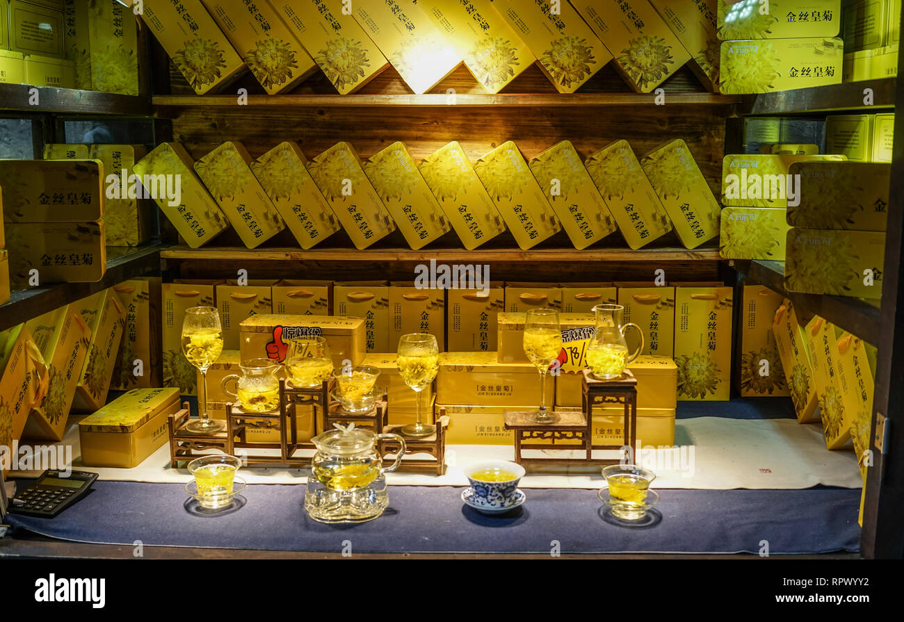 Chengdu, China - Aug 20, 2016. Tea shop at old town in Chengdu, China ...