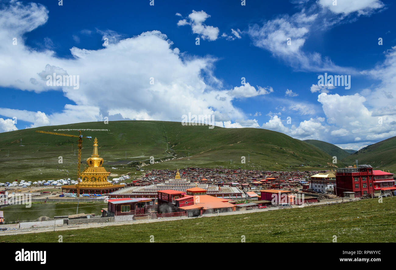 Yarchen Gar Monastery in Garze Tibetan, Sichuan, China. Yarchen Gar is ...