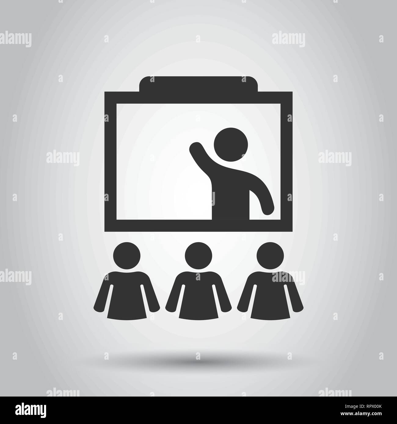 Training education icon in flat style. People seminar vector ...