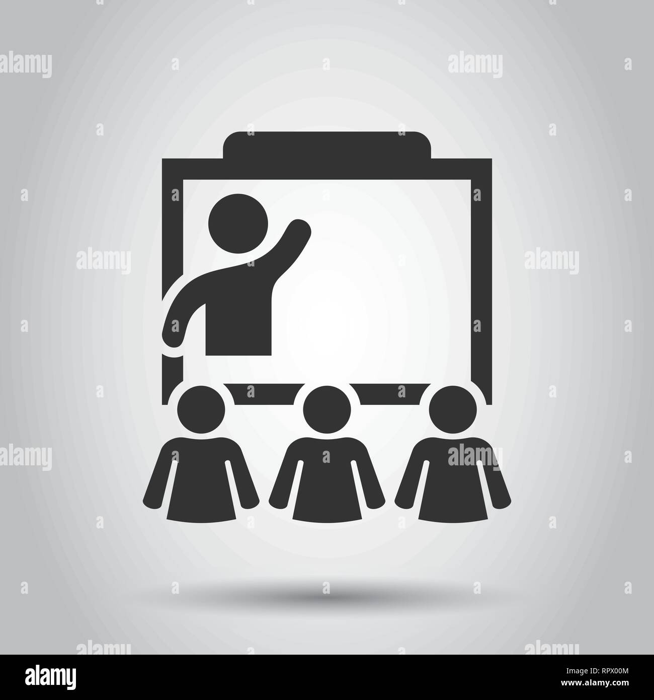 Training education icon in flat style. People seminar vector ...