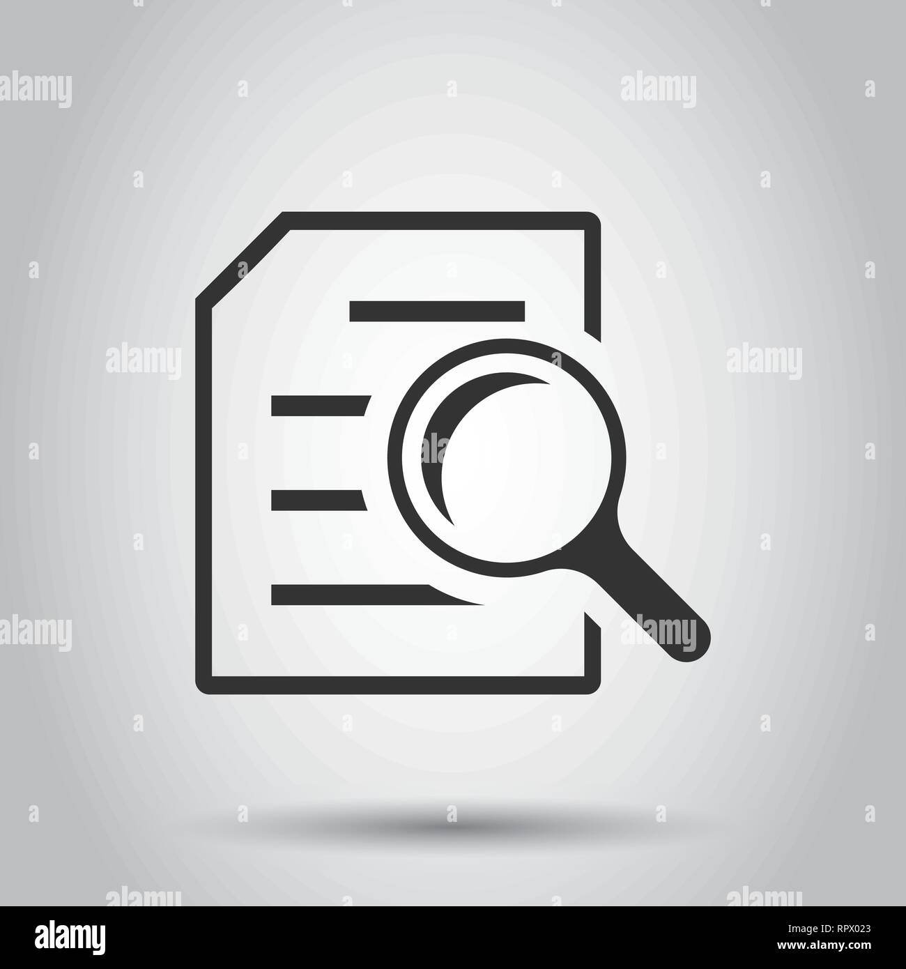 Scrutiny document plan icon in flat style. Review statement vector ...