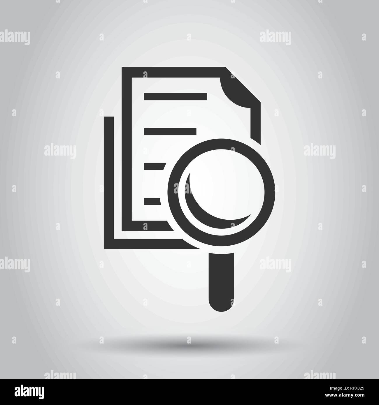Scrutiny document plan icon in flat style. Review statement vector ...