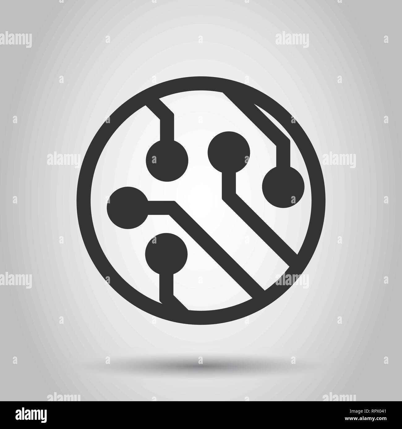 Circuit board icon in flat style. Technology microchip vector ...