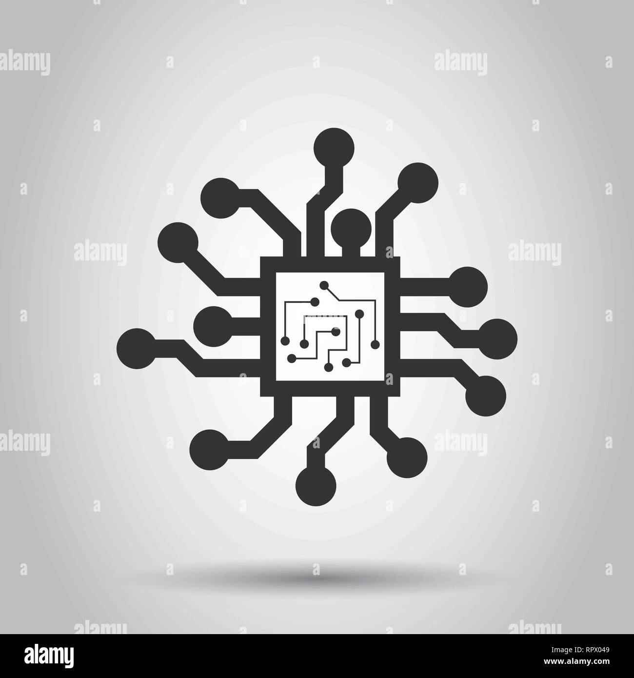 Circuit board icon in flat style. Technology microchip vector ...