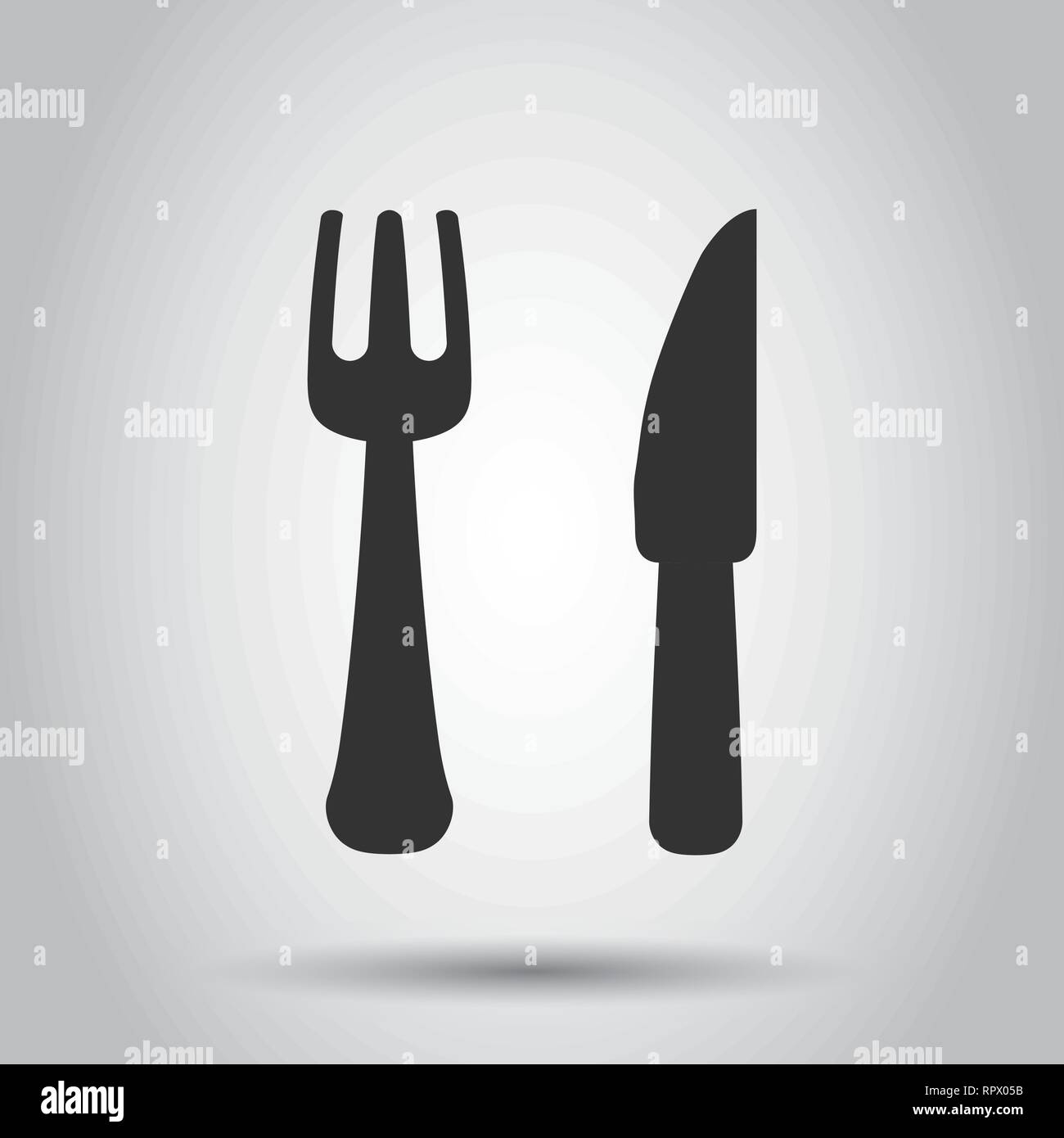 Fork and knife restaurant icon in flat style. Dinner equipment vector ...