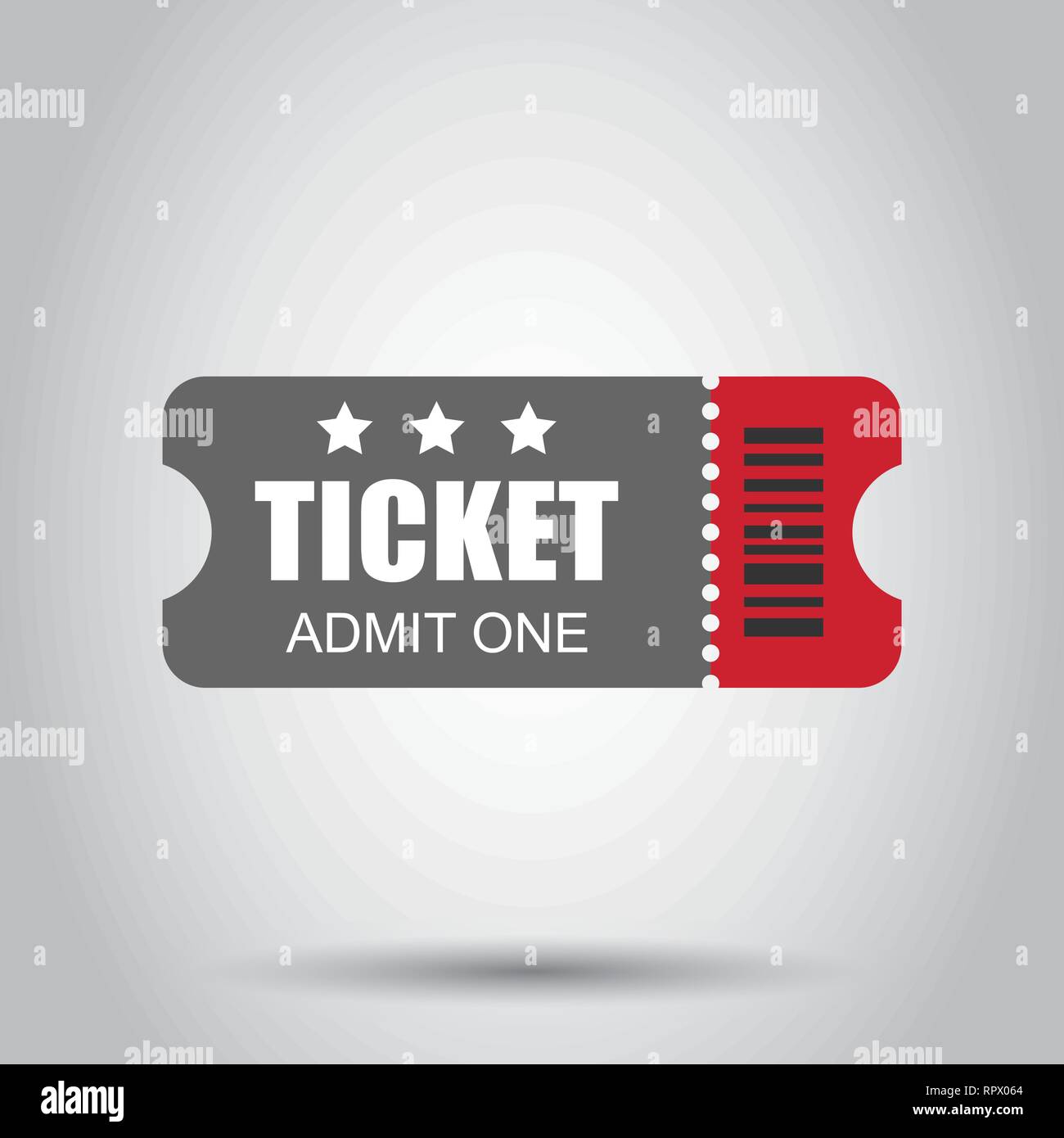 Cinema ticket icon in flat style. Admit one coupon entrance vector ...