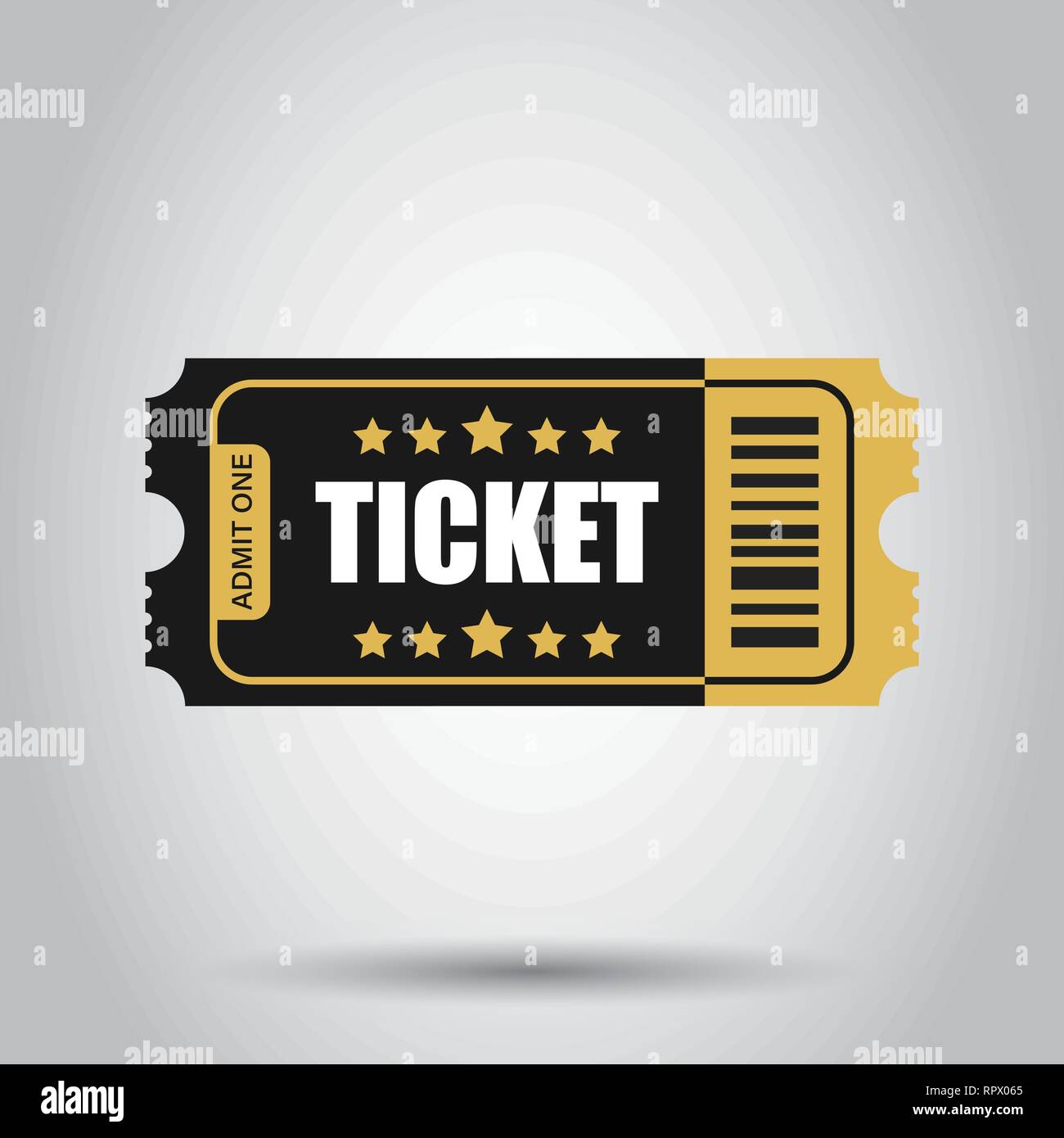Cinema ticket icon in flat style. Admit one coupon entrance vector ...