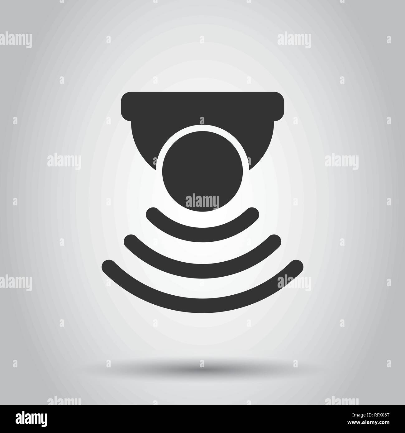 Motion sensor icon in flat style. Sensor waves vector illustration on ...