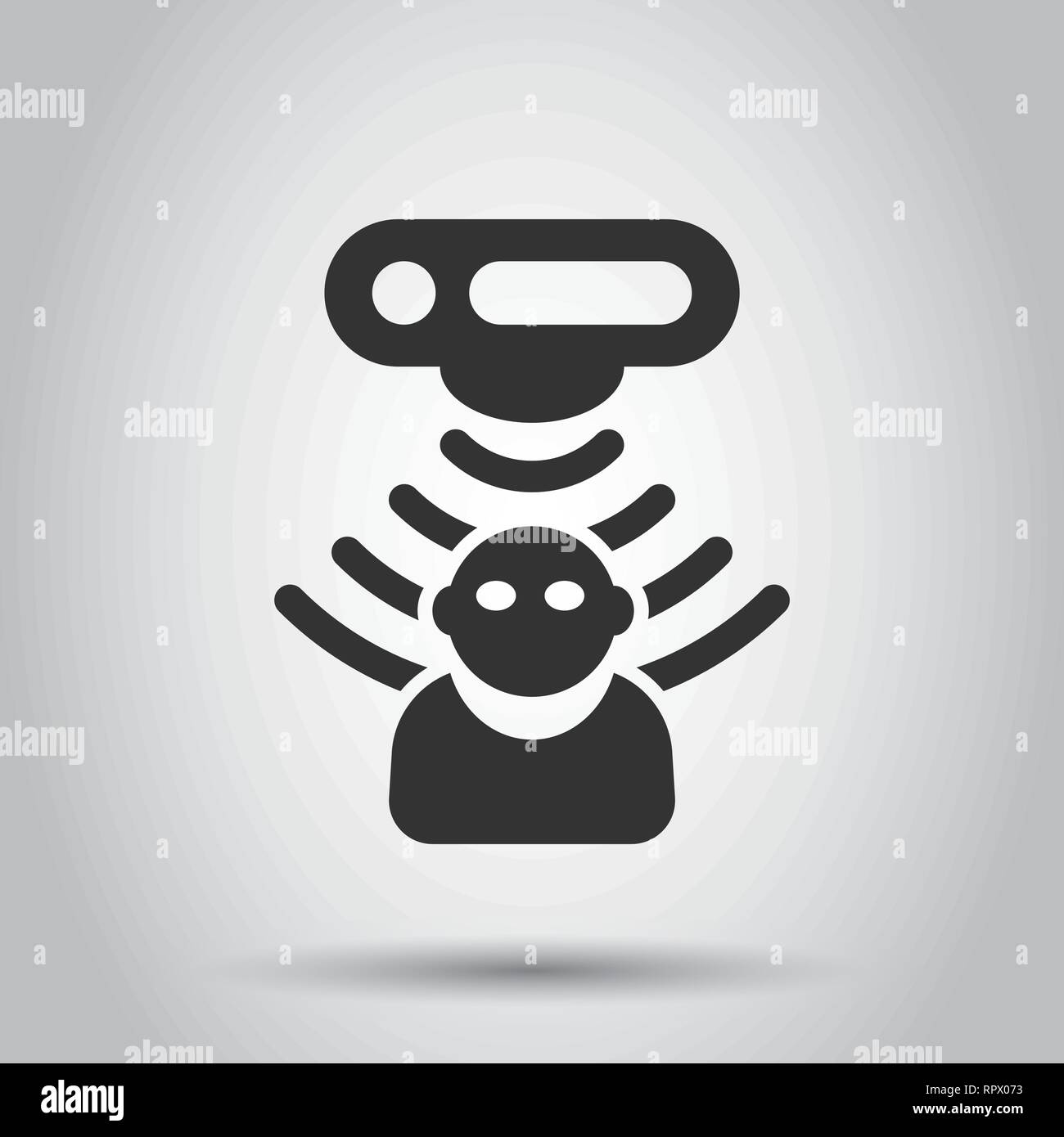 Motion sensor icon in flat style. Sensor waves with man vector ...