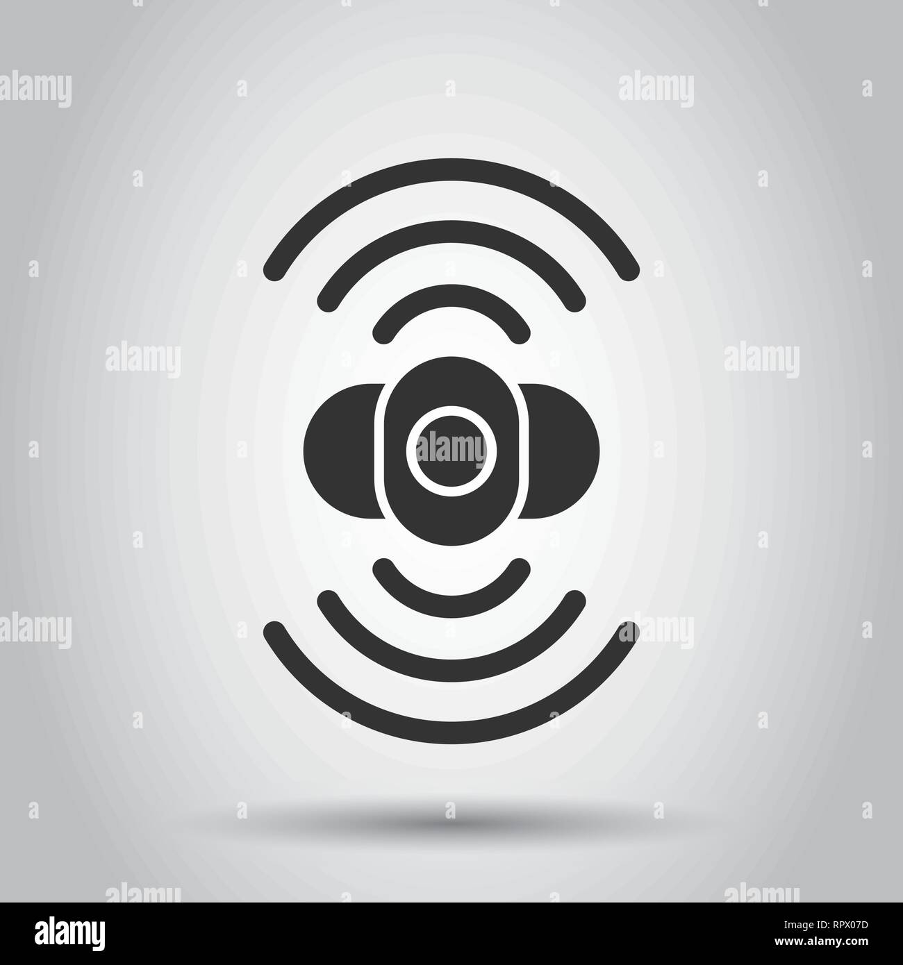Motion sensor icon in flat style. Sensor waves vector illustration on ...