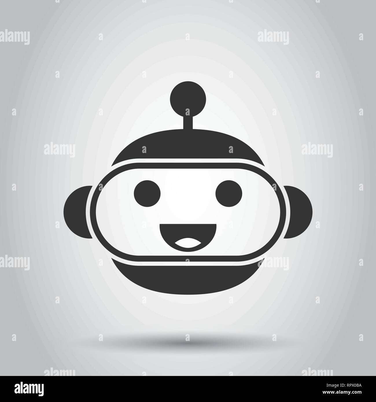 Cute robot chatbot icon in flat style. Bot operator vector illustration on white background ...