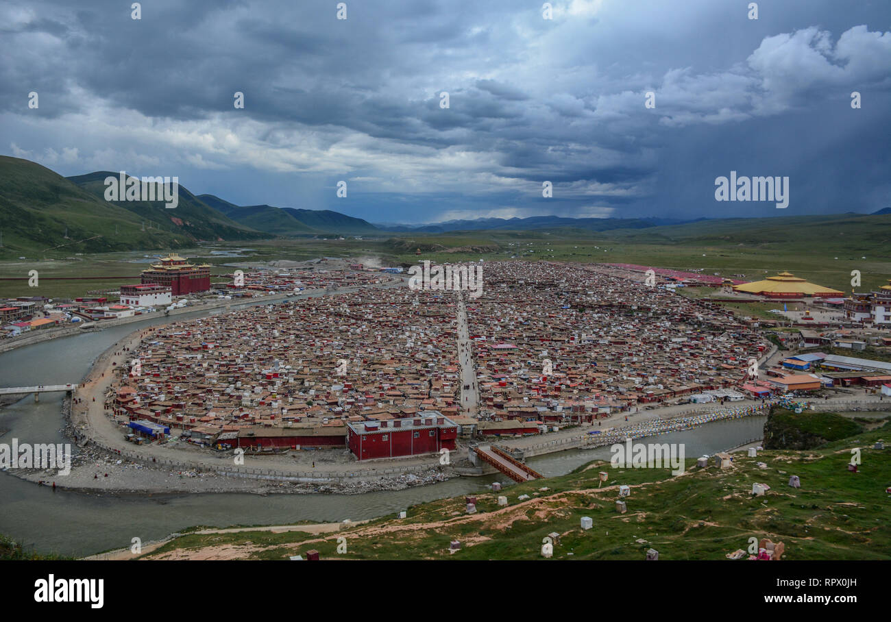 Yarchen Gar Monastery in Garze Tibetan, Sichuan, China. Yarchen Gar is ...
