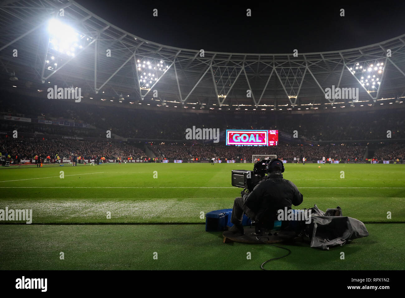 TV Cameraman films the action - West Ham United v Fulham, Premier ...