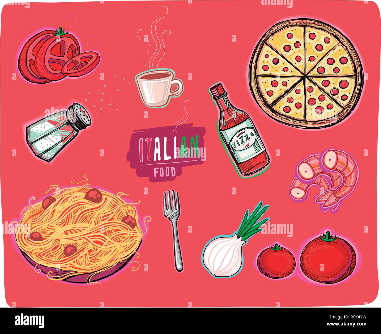 Hand drawn vector illustration or drawing of some elements of the ...