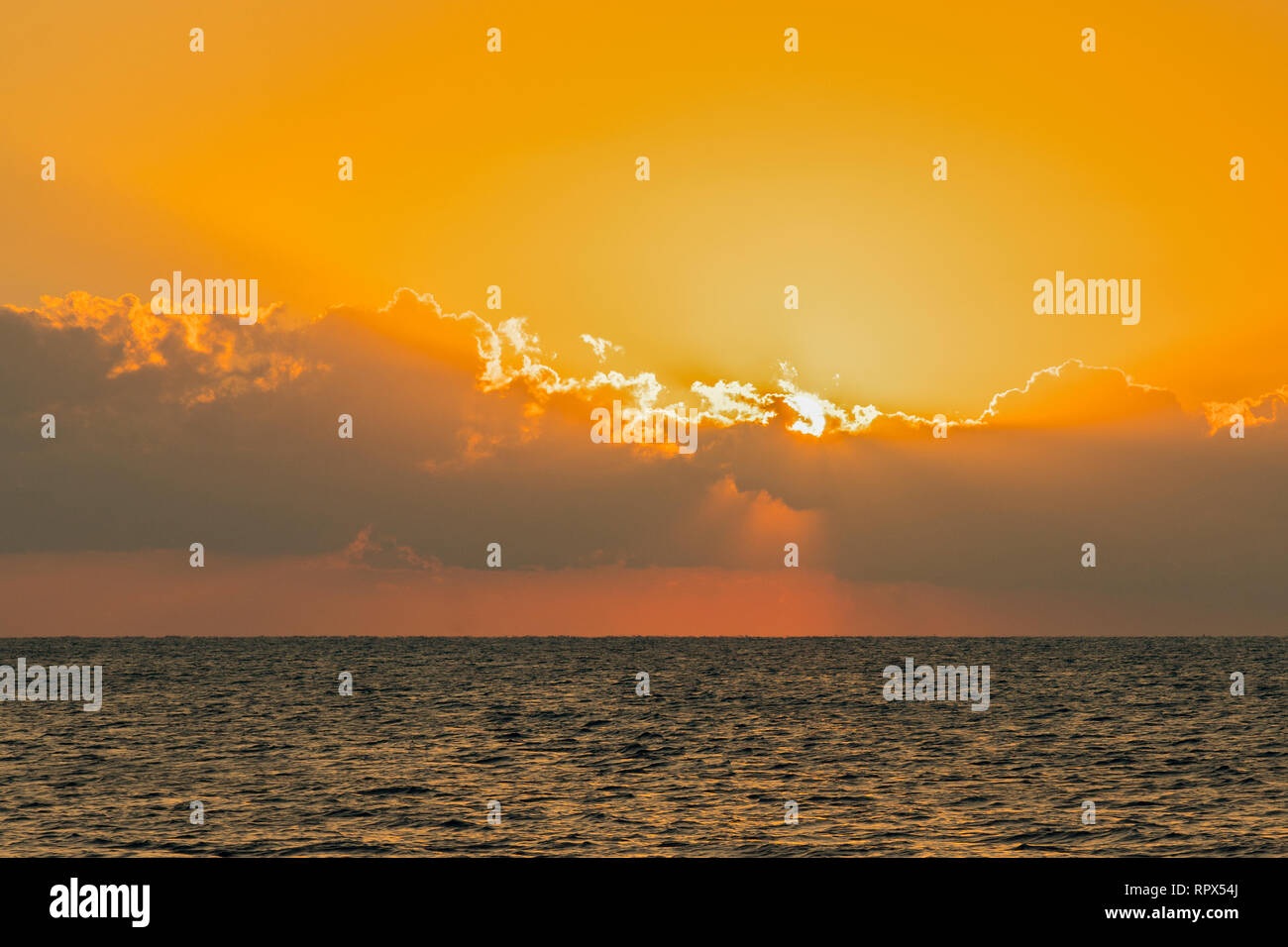 Colorful dawn over the sea, Sunset. Beautiful magic sunset over the sea ...