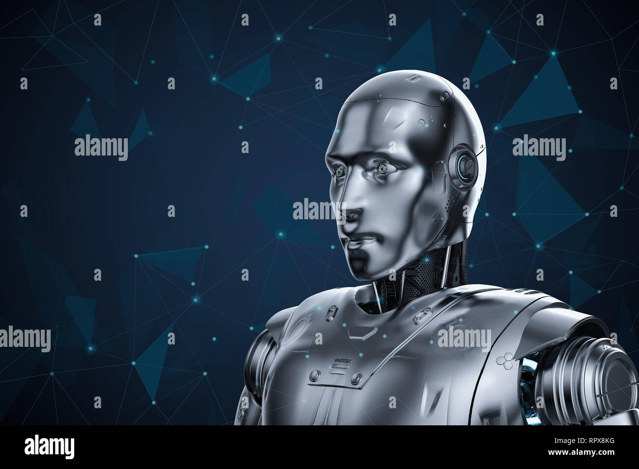 3d rendering humanoid robot with graphic display Stock Photo - Alamy