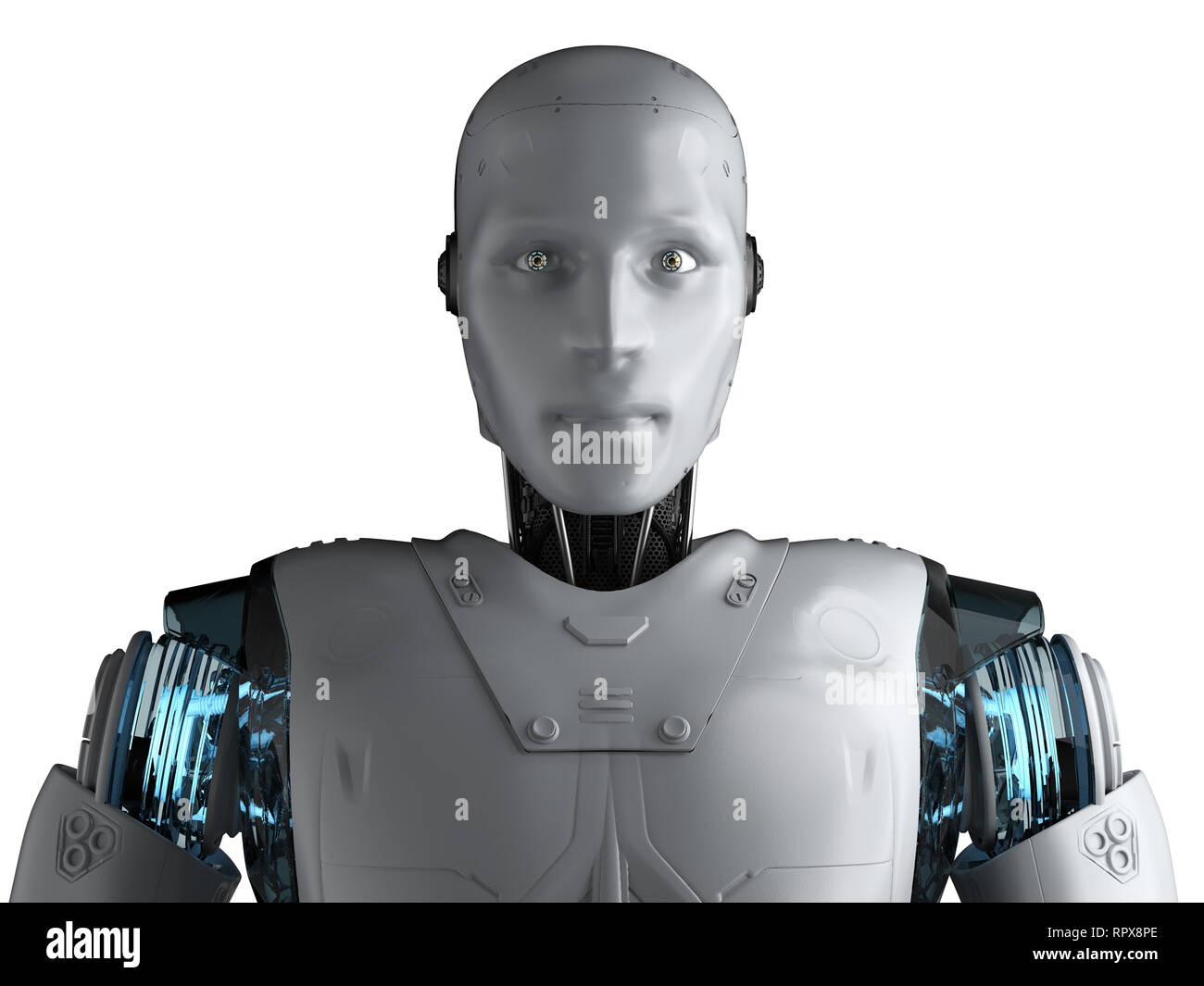 3d rendering humanoid robot portrait isolated on white Stock Photo - Alamy