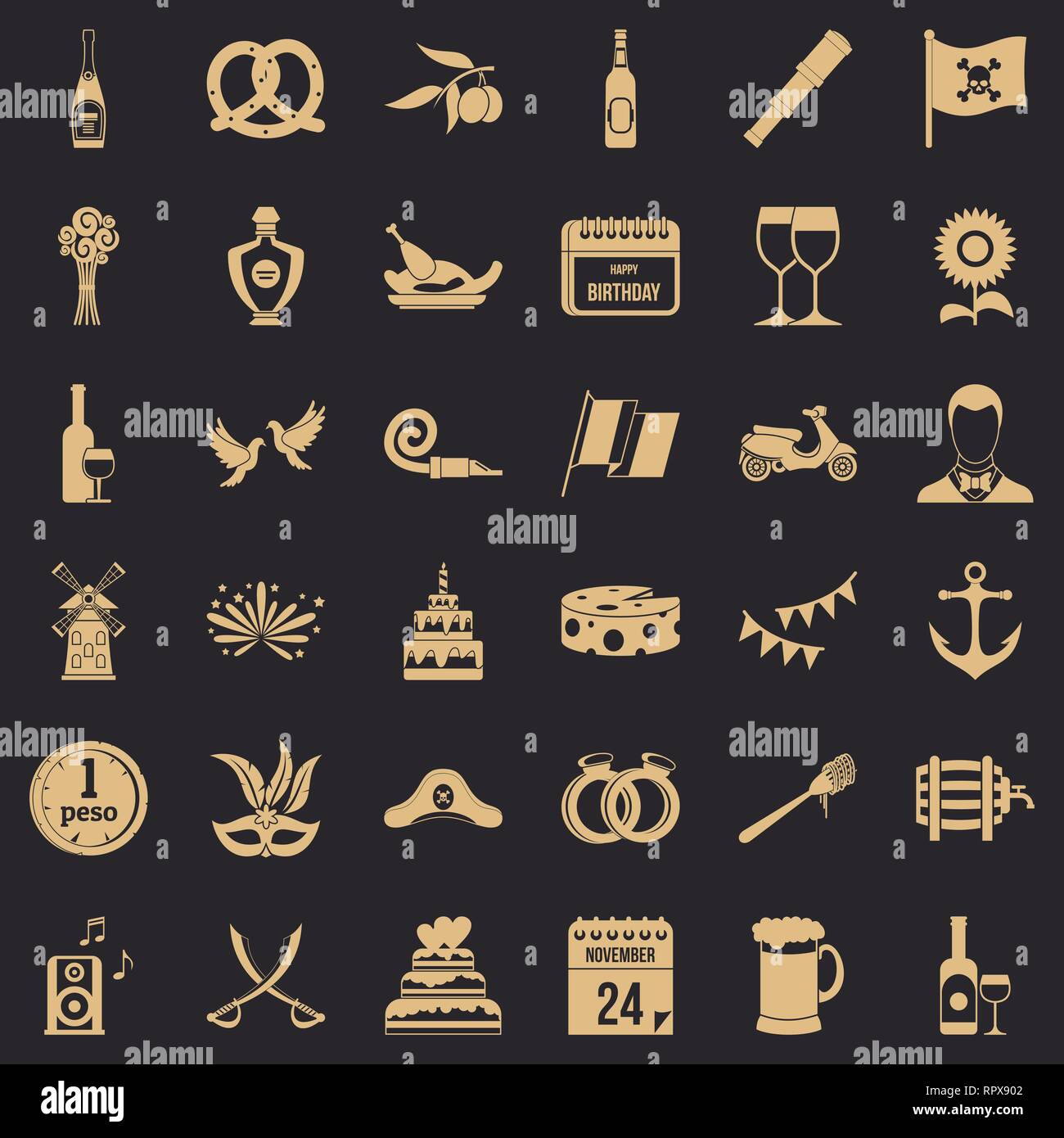 Happy birthday icons set, simple style Stock Vector Image & Art - Alamy