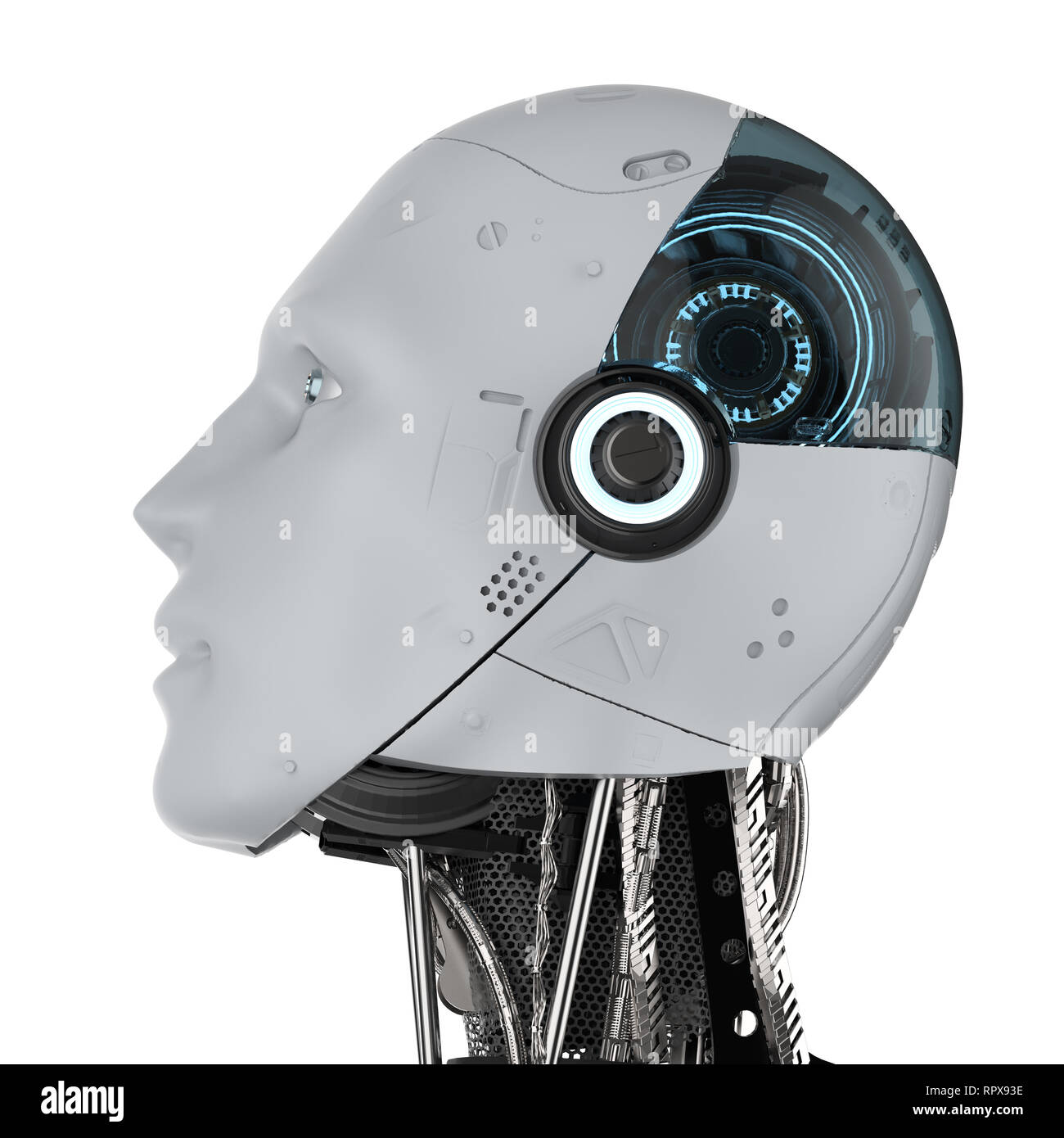 3d rendering humanoid robot portrait isolated on white Stock Photo - Alamy