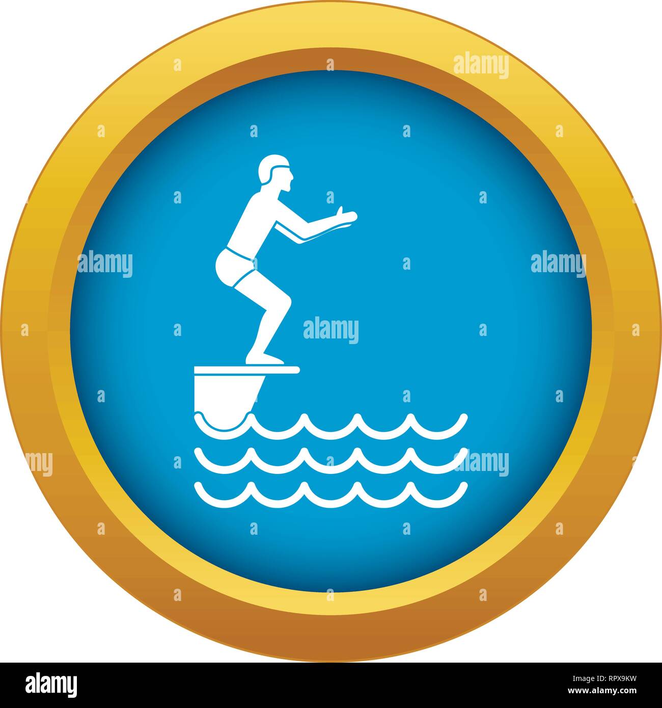Man standing on springboard icon blue vector isolated Stock Vector ...