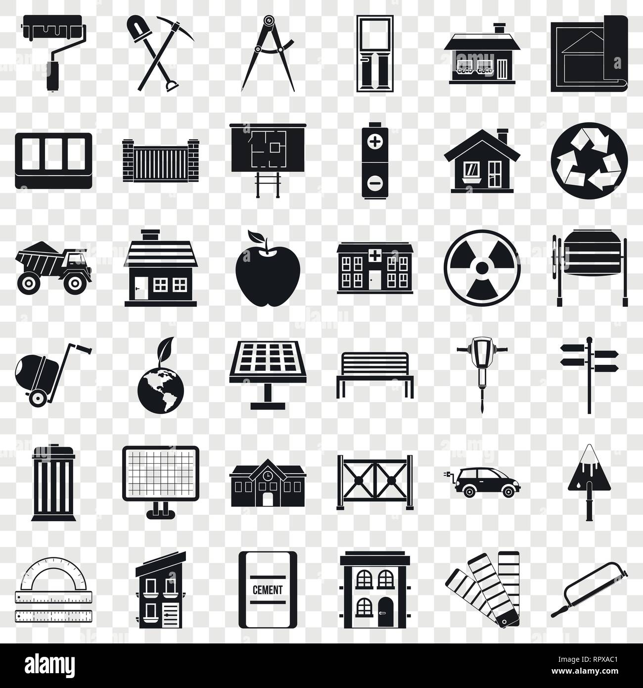 Construction industry icons set, simple style Stock Vector Image & Art ...