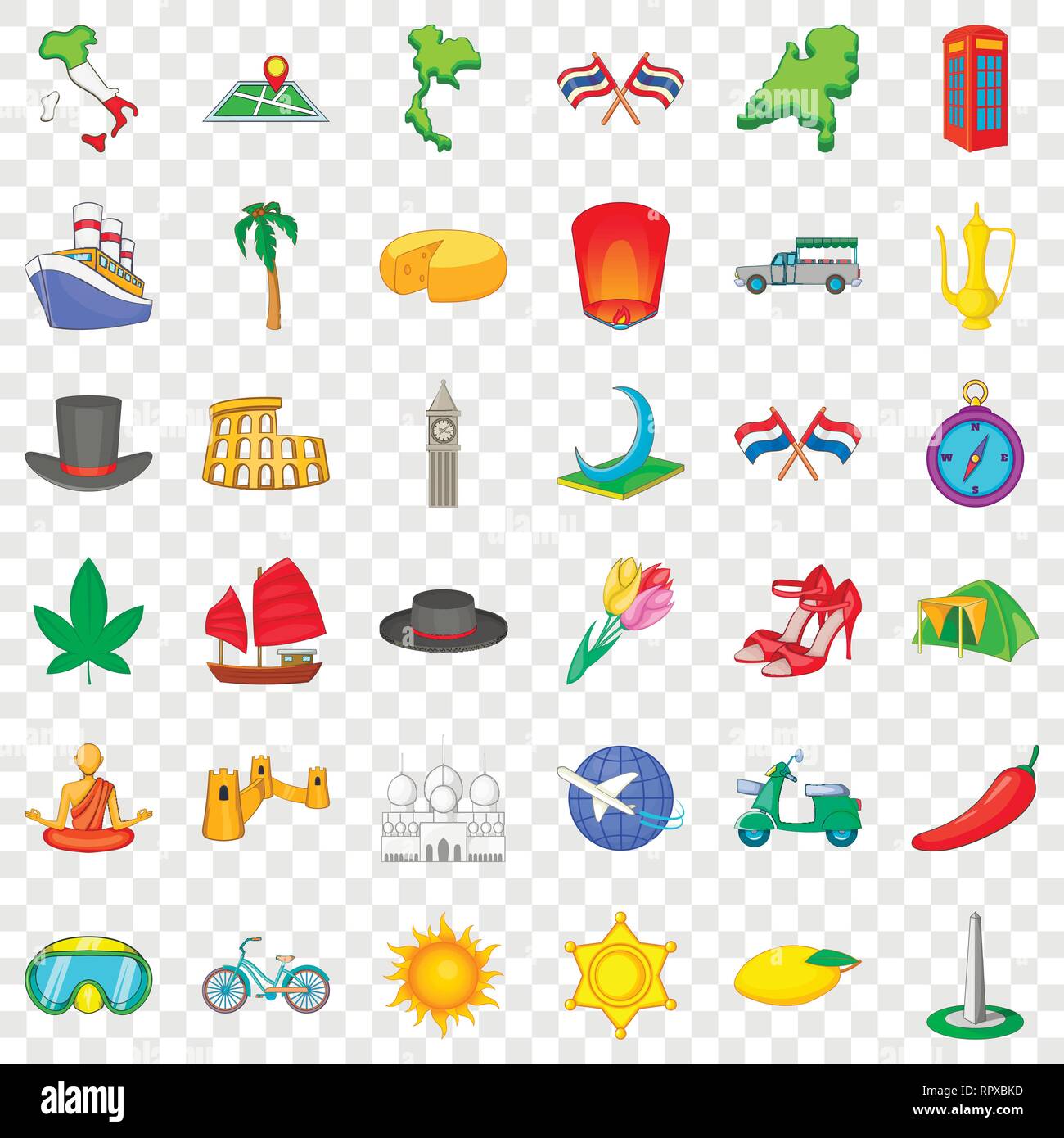 Travel icons set, cartoon style Stock Vector Image & Art - Alamy