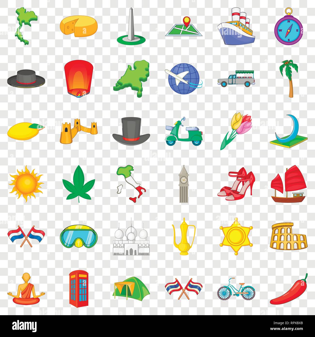 Trip icons set, cartoon style Stock Vector Image & Art - Alamy